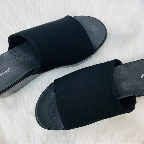 Shoes | Black Stretch Platform Sandal | Poshmark